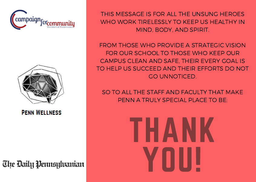 Dear Faculty and Staff – Thank You! – Penn Professional Staff Assembly