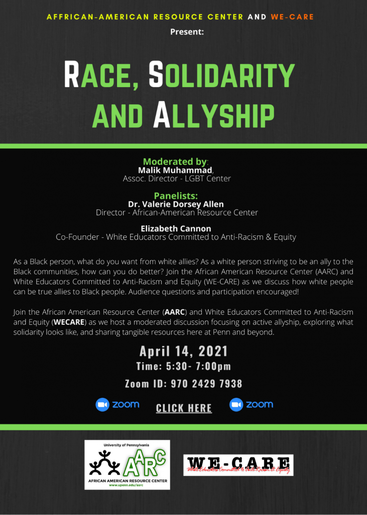 AARC and WE-CARE present “Race, Solidarity and Allyship” – Penn ...