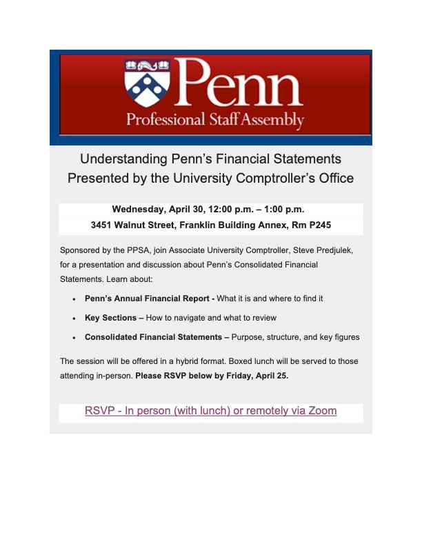 “Understanding Penn’s Financial Statements” presented by the University ...